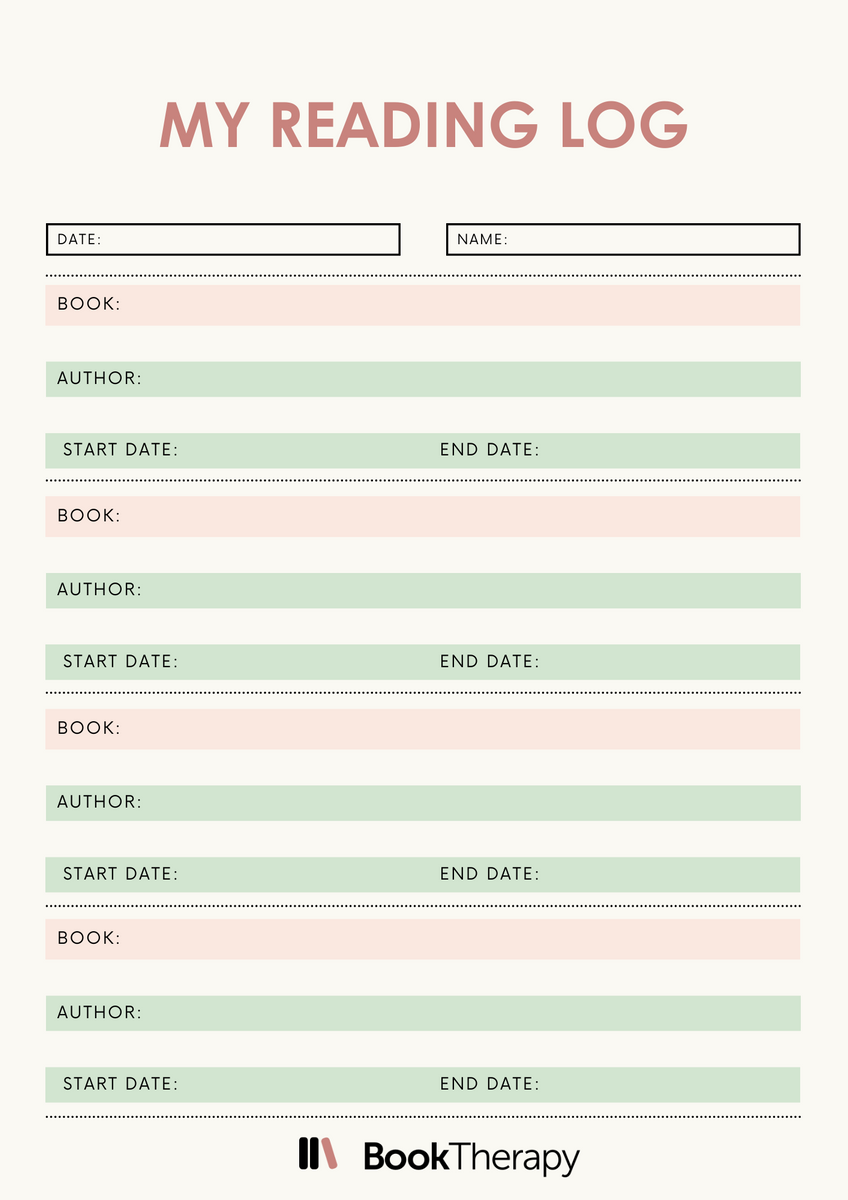 My Reading Log | Book Therapy
